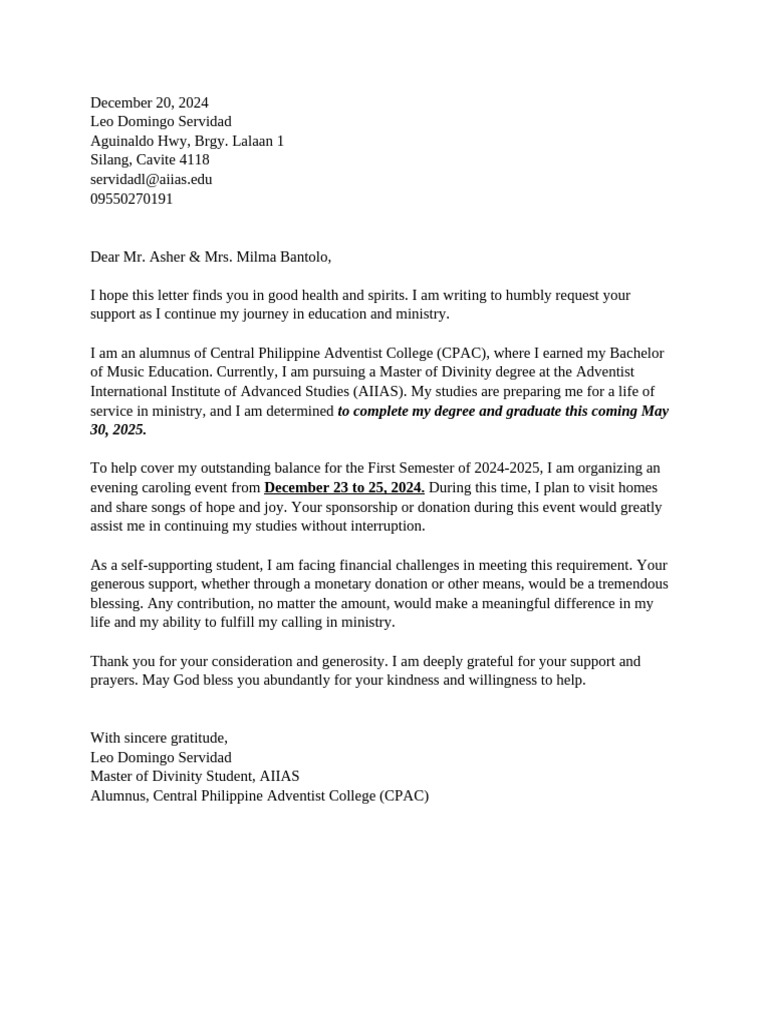 Letter. Bantolo | PDF