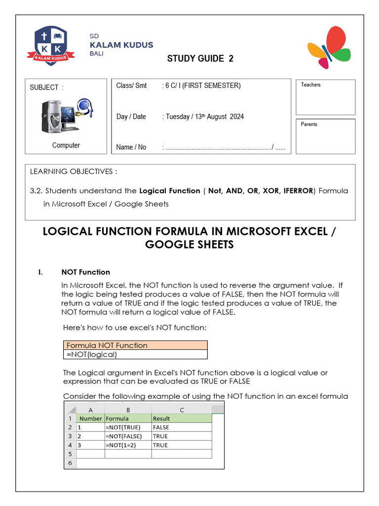 GUIDE 2 CLASS 6C SMT 1 | PDF | Function (Mathematics) | Mathematical Logic