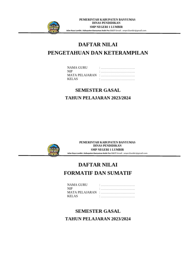 Cover Daftar Nilai | PDF