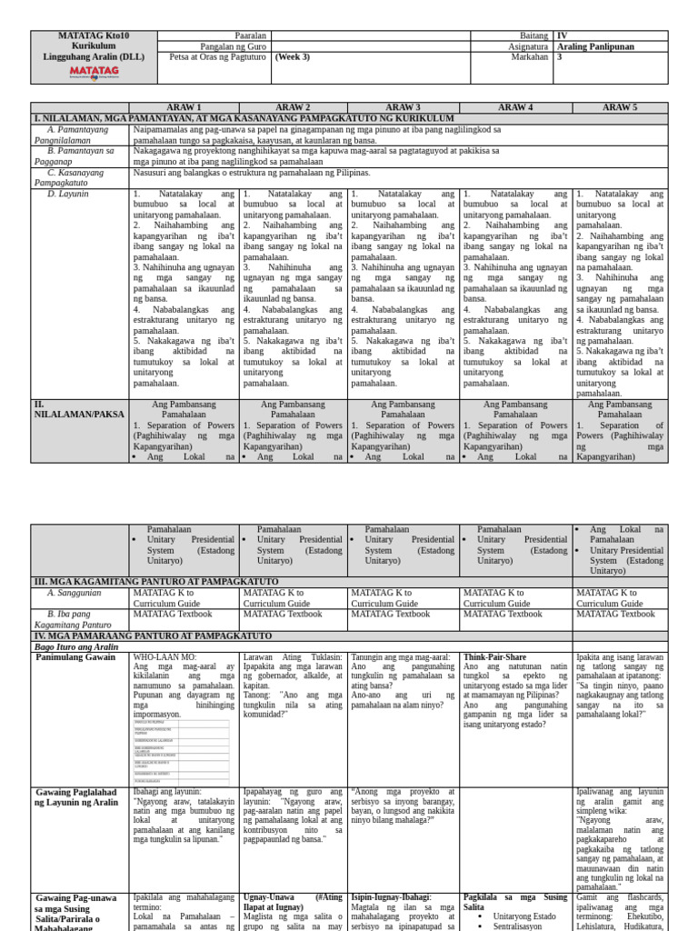 Q3-AP 4 WEEK 3-DLL | PDF