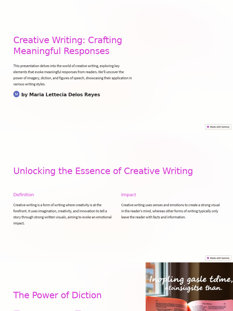 Creative Writing Crafting Meaningful Responses | PDF | Senses | Poetry