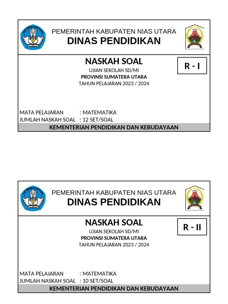 Sampul Naskah Soal Ujian | PDF