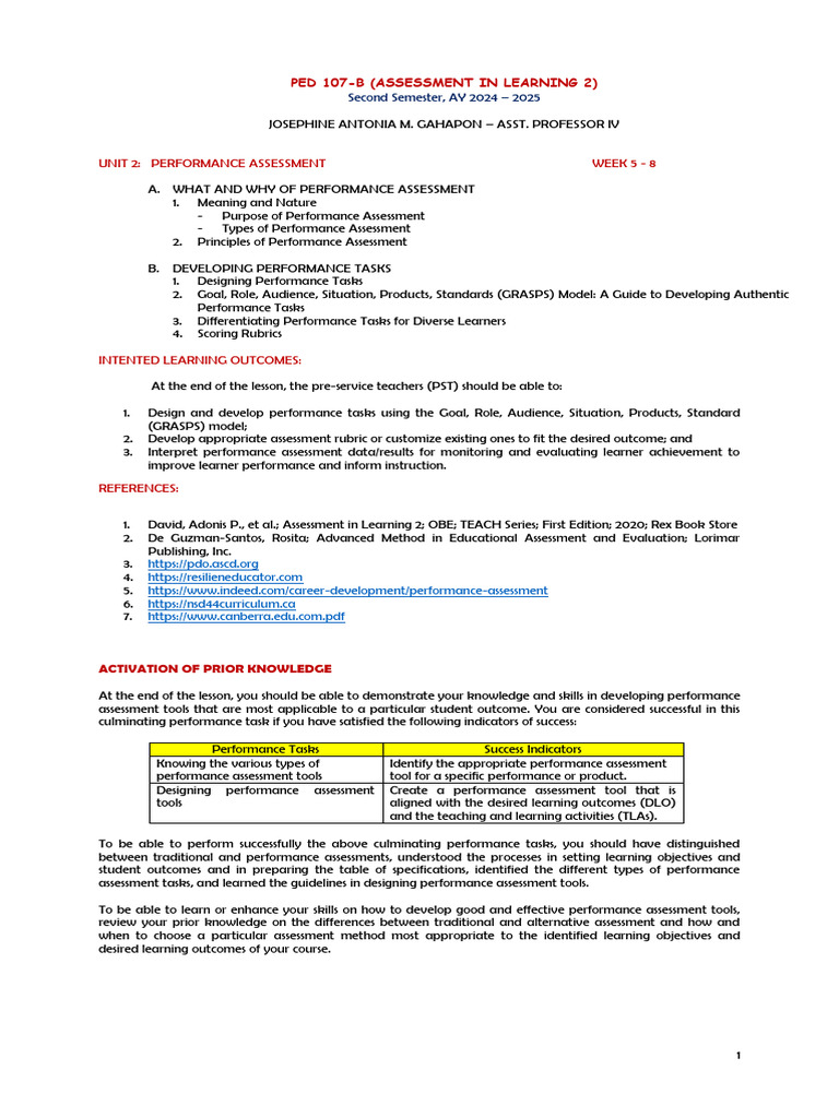 PED-107-B-UNIT-2 | PDF | Differentiated Instruction | Educational Assessment