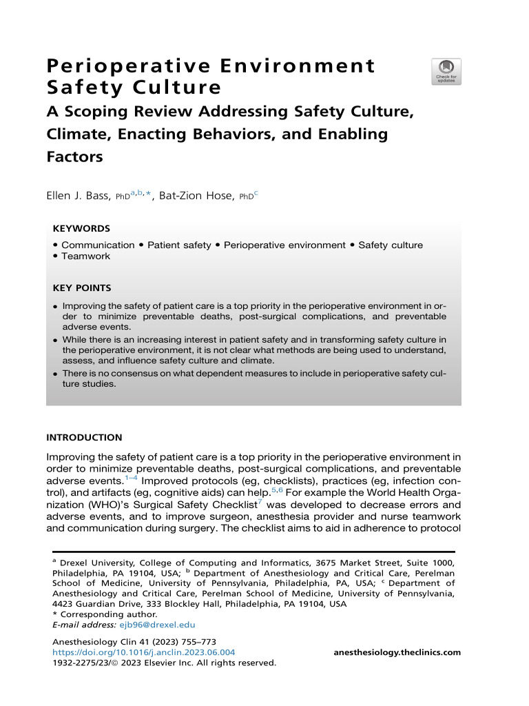 Perioperative Environment Safety Culture 2023 Xatc | PDF | Patient ...