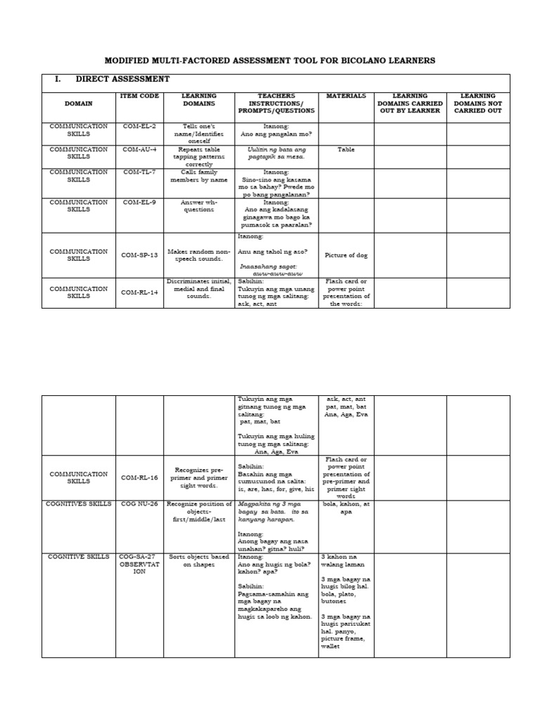 MFAT TOOL 5 Domains | PDF
