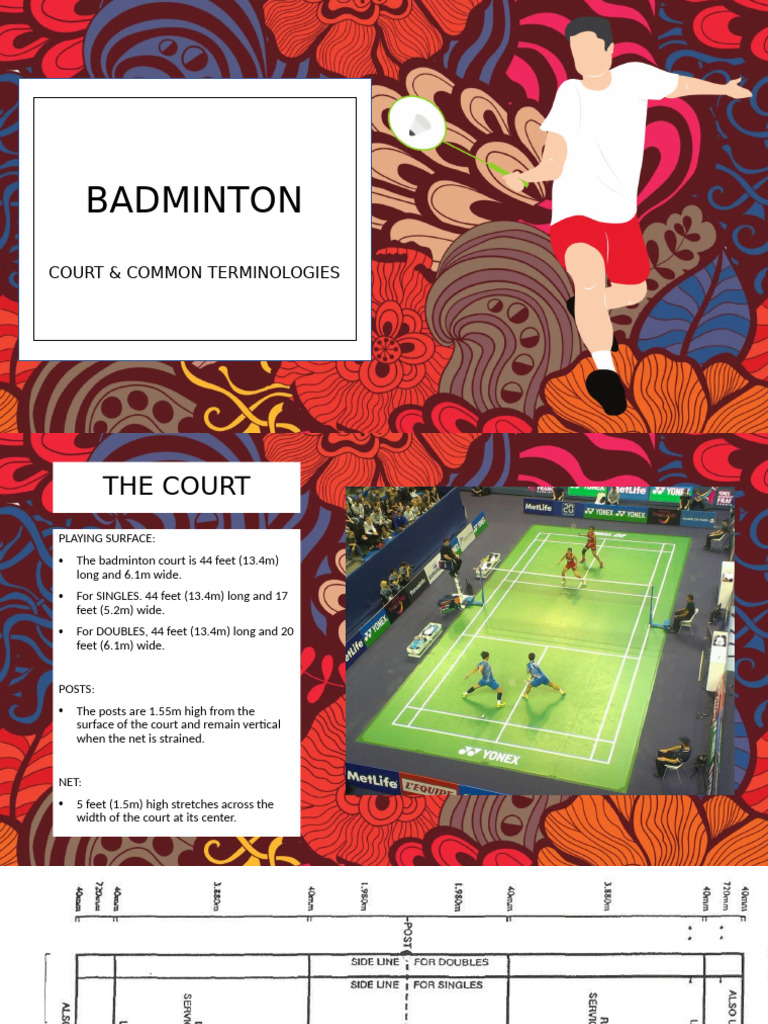 Court and Terminologies Badminton (Autosaved) | PDF | Indoor Sports | Games Of Physical Skill