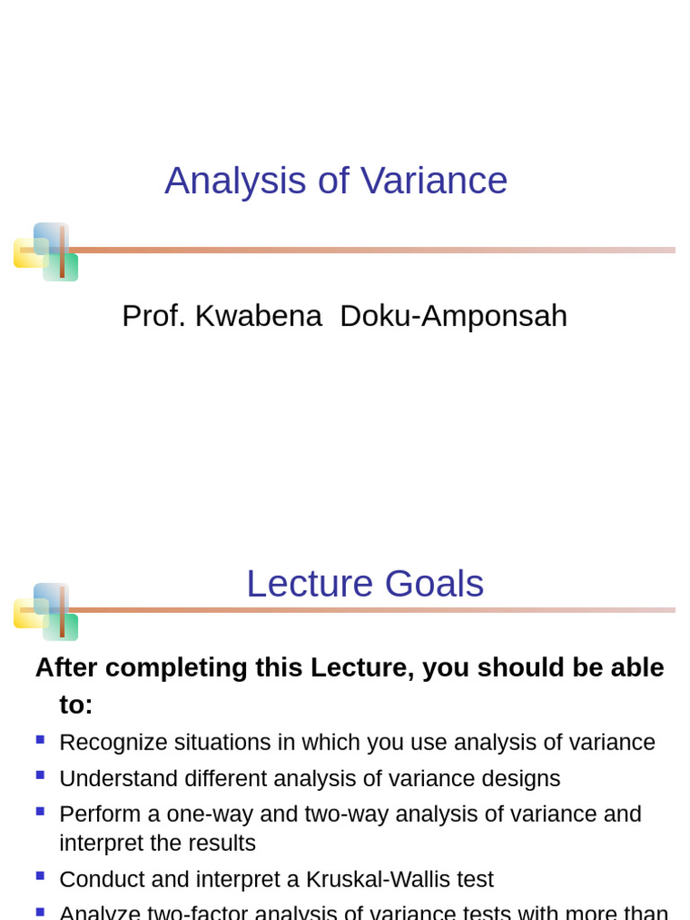 Lecture Two 2019-2020 | PDF | Analysis Of Variance | Variance