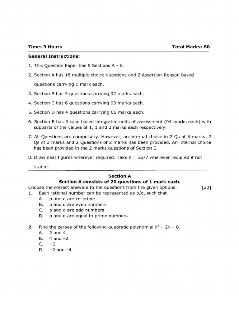 Class 10 Sample Paper 12 | PDF
