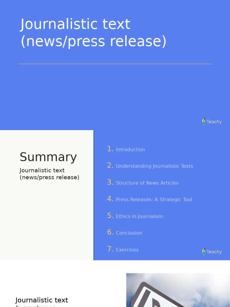 Slide Journalistic Text News Press Release | PDF | Journalism | News