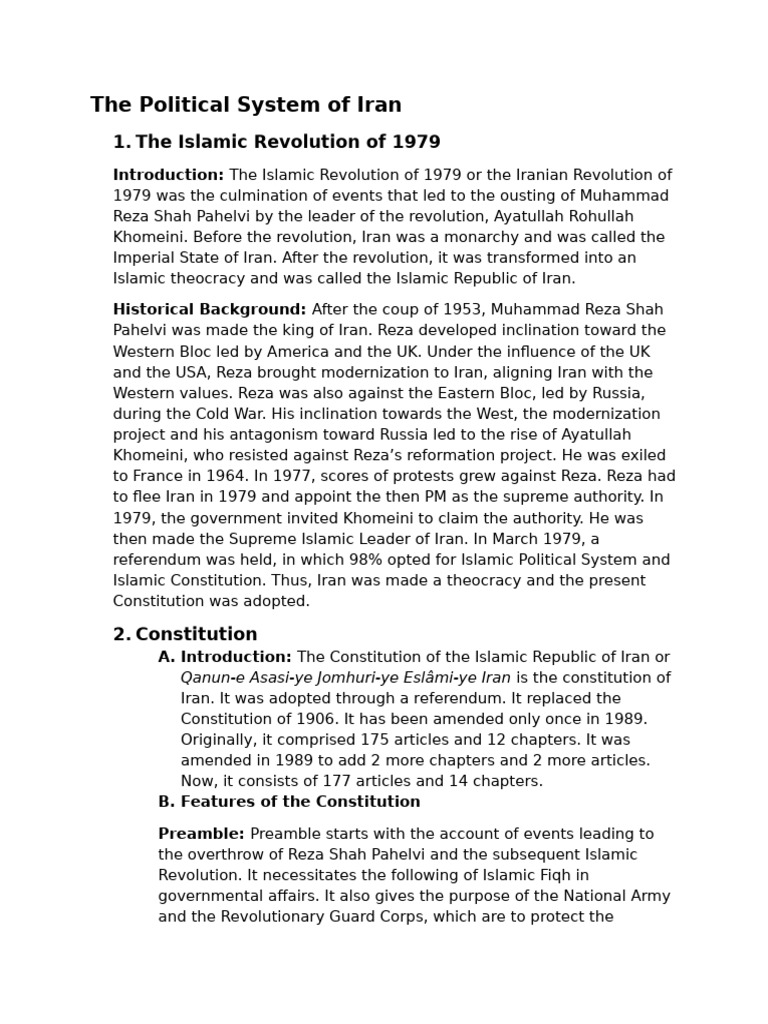 Overview of Iran's Political System | PDF | Government | Governance