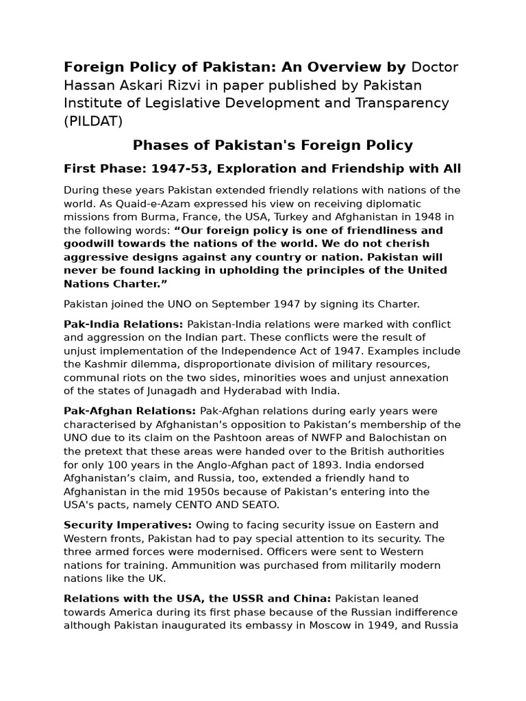 Pakistan's Foreign Policy Evolution | PDF | Pakistan | Soviet–Afghan War