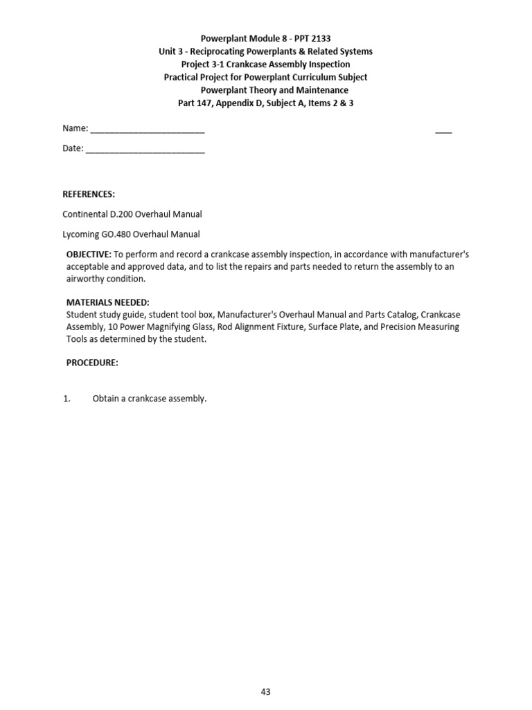 Crankcase Assembly Inspection Project | PDF | Vehicle Parts | Engines