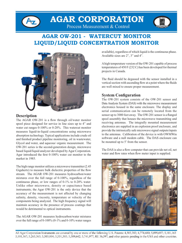 Corte de Agua Agar - Ow201 - Spec | PDF | Microwave | Flow Measurement