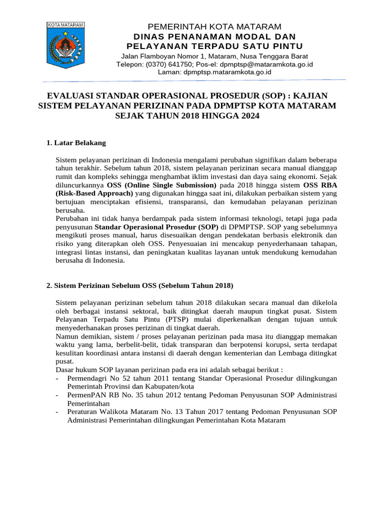 EVALUASI SOP UNTUK BPK & INSPEKTORAT | PDF