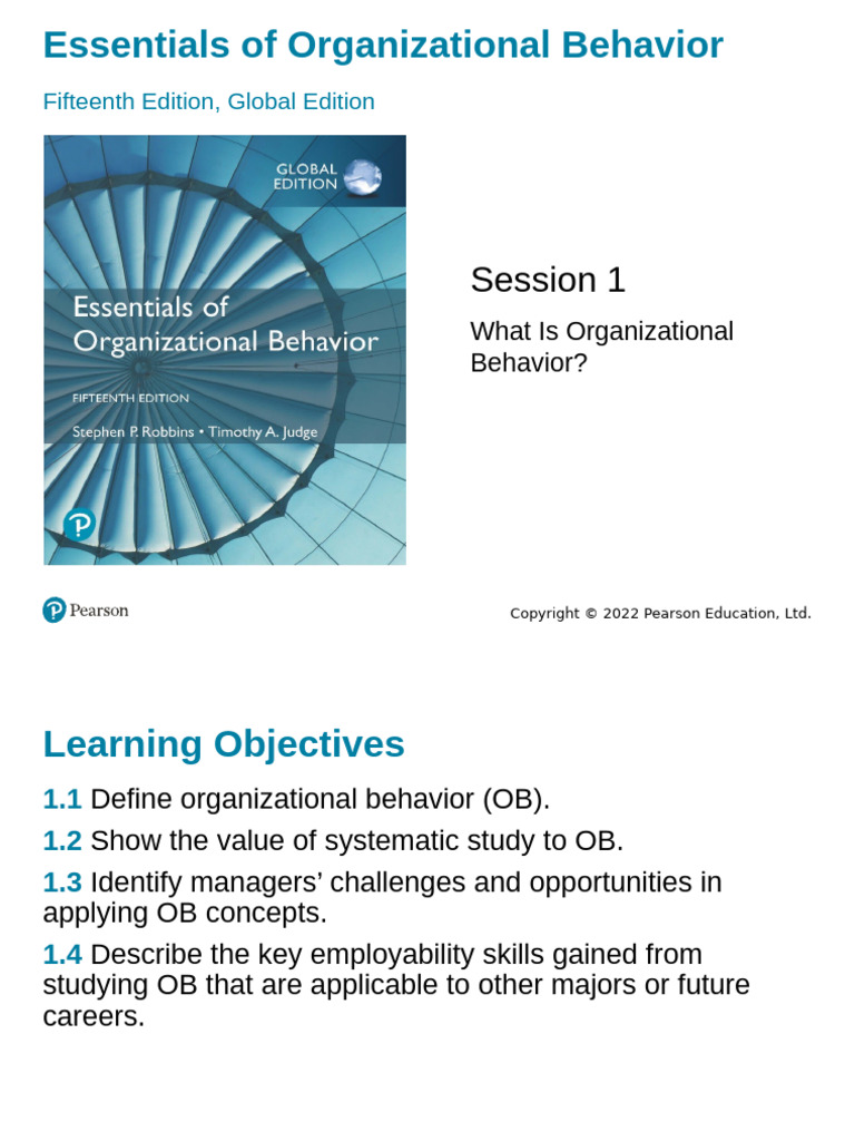Session 1- What is Organizational Behavior | PDF | Organizational Behavior | Human Resources