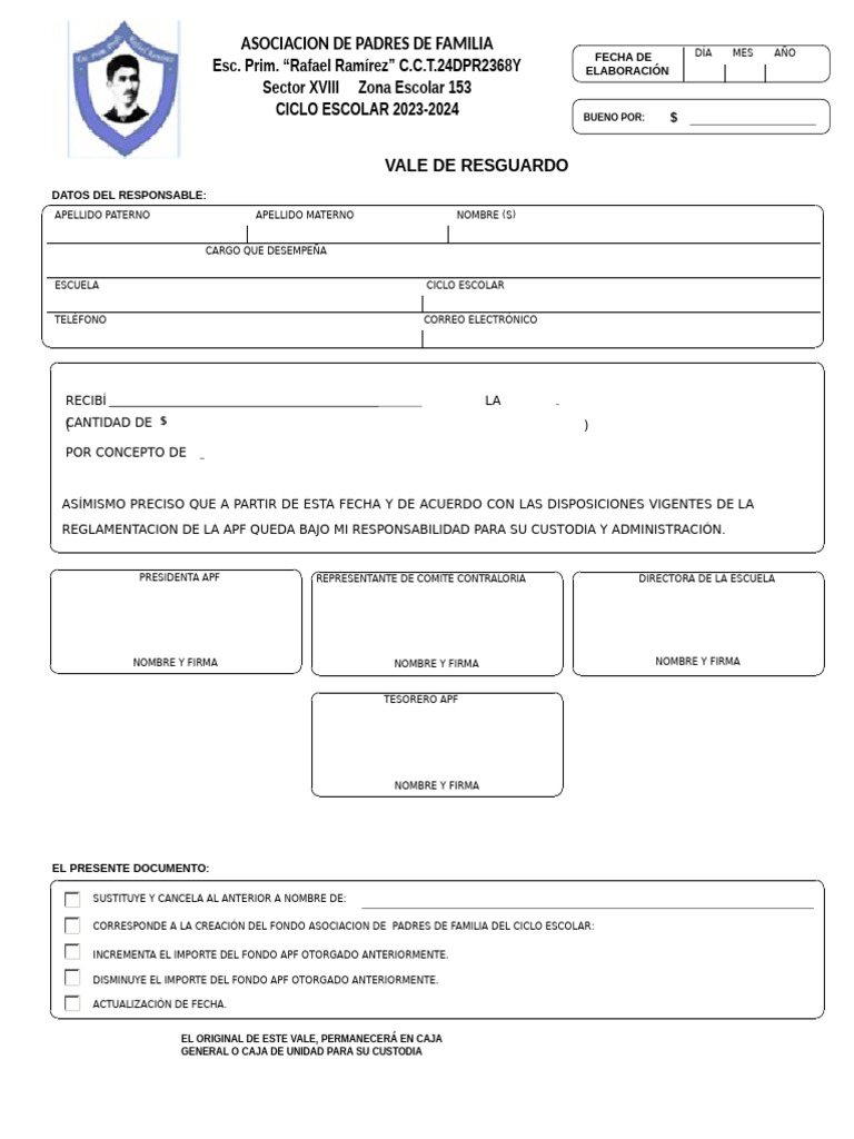 FORMATO VALE DE RESGUARDO | PDF