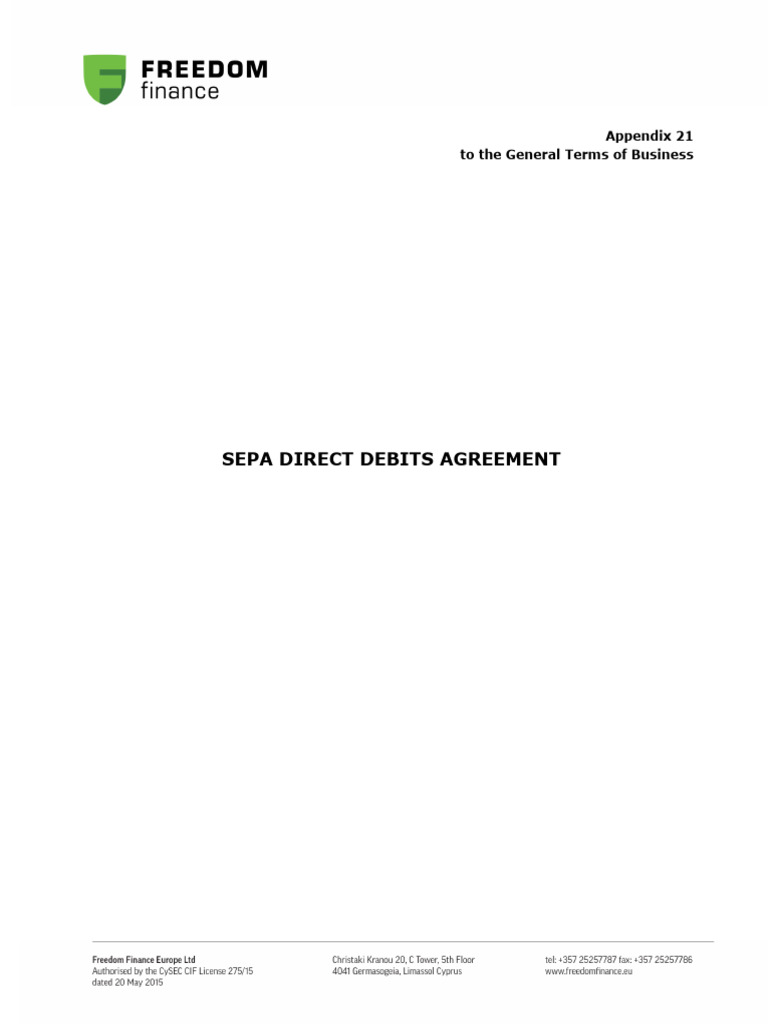 Apps_to_General_Rules_21_ SEPA_DIRECT_DEBITS_AGREEMENT Sepa 2 | PDF ...