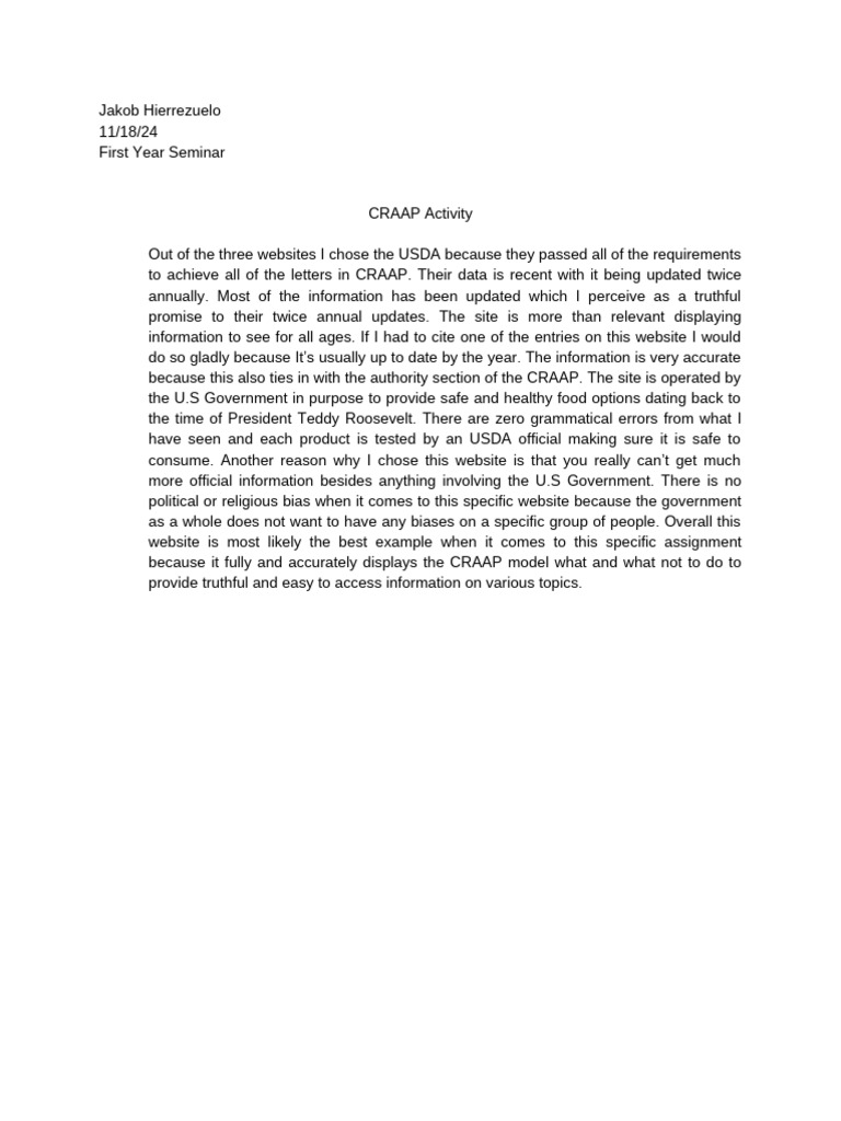 M6 Assignment - CRAAP Activity | PDF