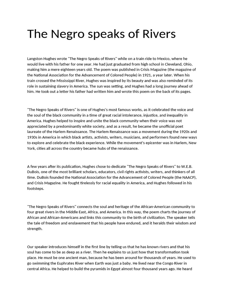 The Legacy of Rivers in Hughes' Poem | PDF