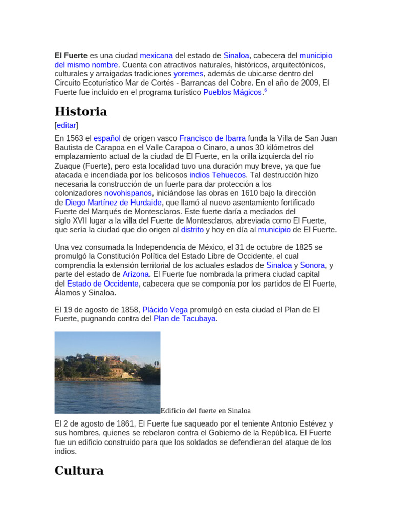 Historia de El Fuerte, Sinaloa | PDF