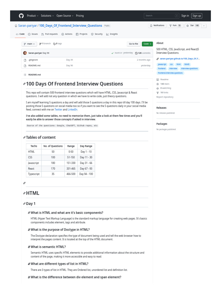 500 Frontend Interview Questions | PDF | Html | Html Element