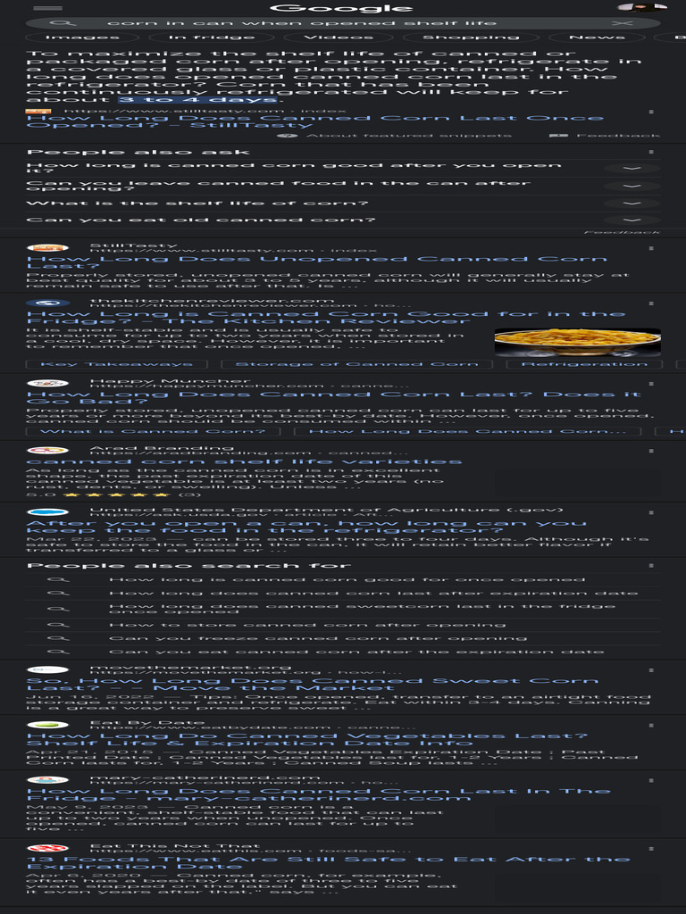 Corn in Can When Opened Shelf Life - Google Search | PDF | Canning ...