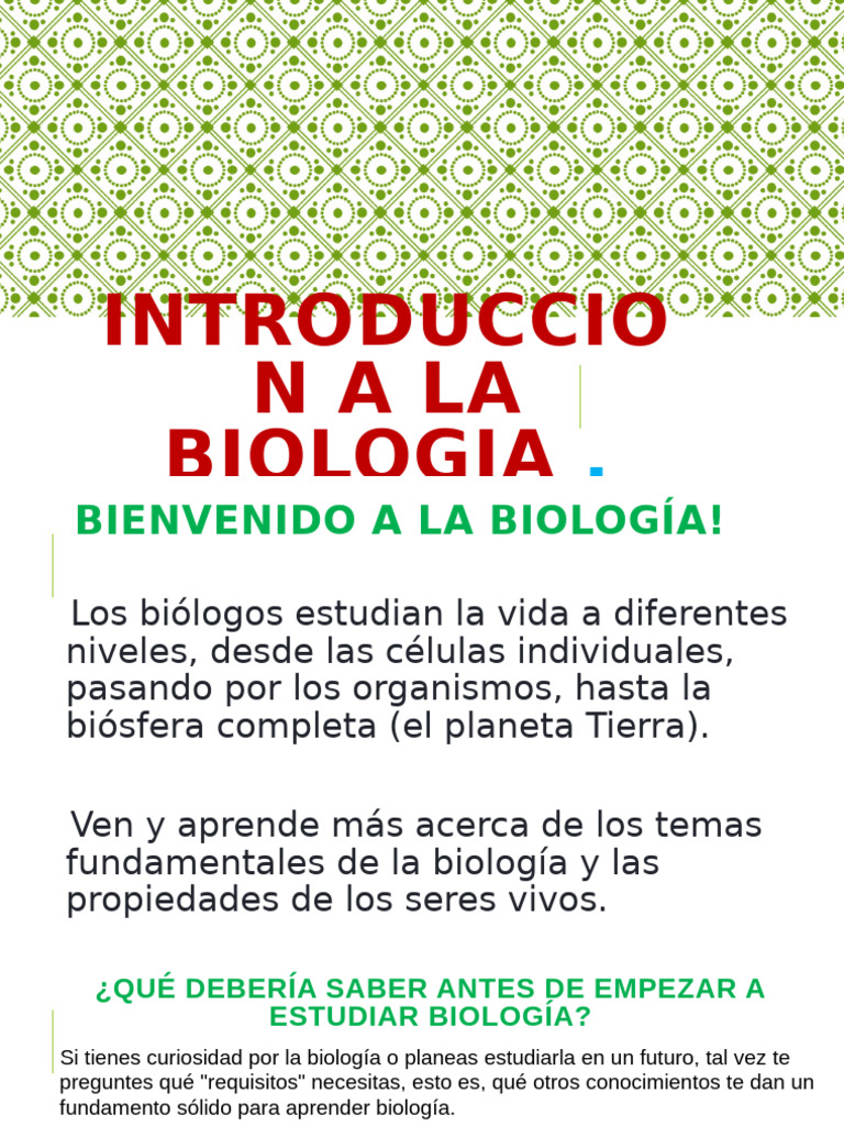Introduccion a La Biologia 2025 . | PDF | Biología Celular) | Organismos