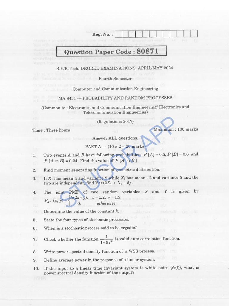 Stucor - QP Ec8791 Am2024 Ax | PDF