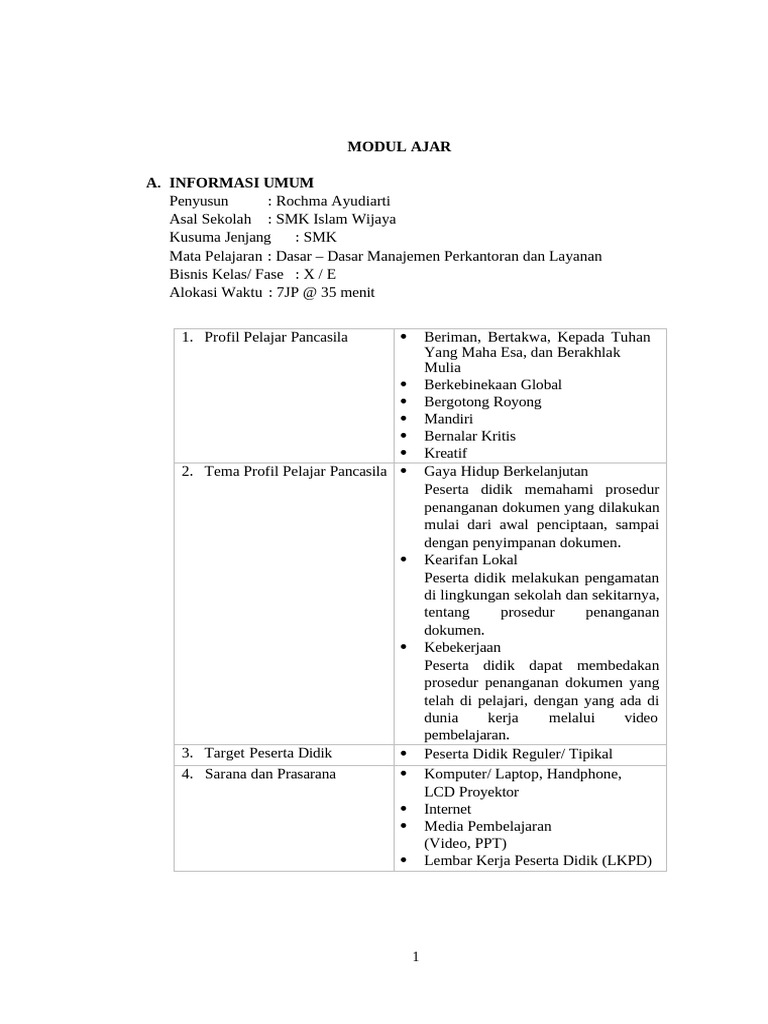 X Modul Ajar Arsip Rad | PDF