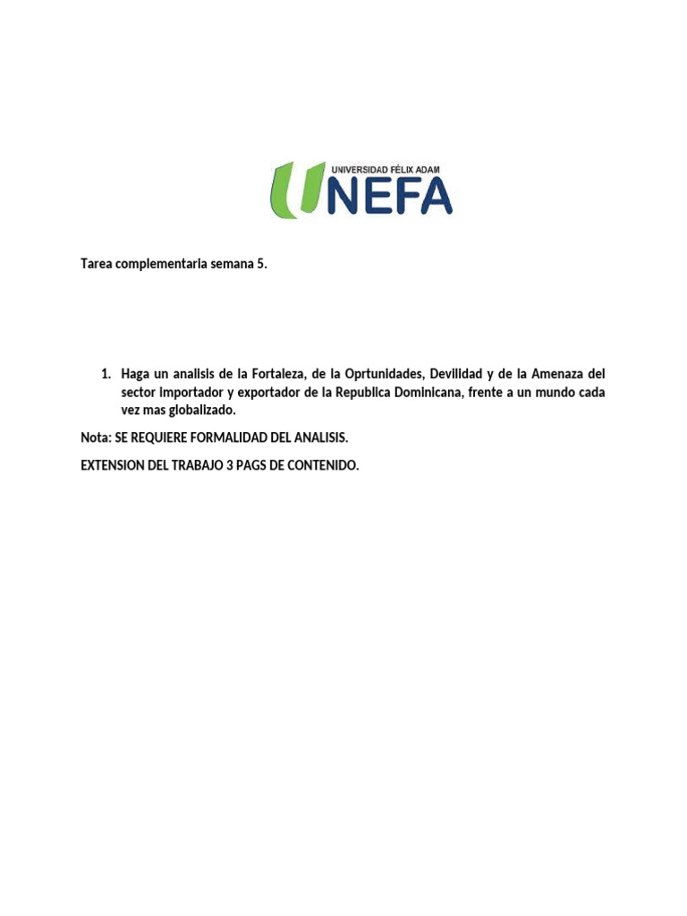 Tarea Complementaria Semana 5 | PDF | El comercio internacional | Comercio