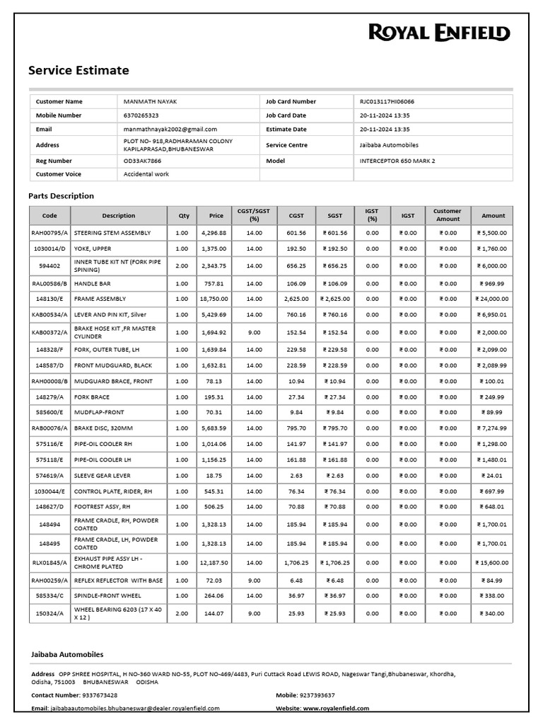 JcPreInvoice | PDF | Car Body Styles | Wheeled Vehicles