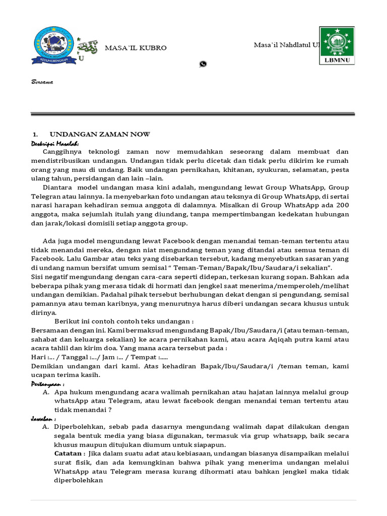 Ibarot Pp. Kedungbengkah Bahtsul Masail 2025 | PDF