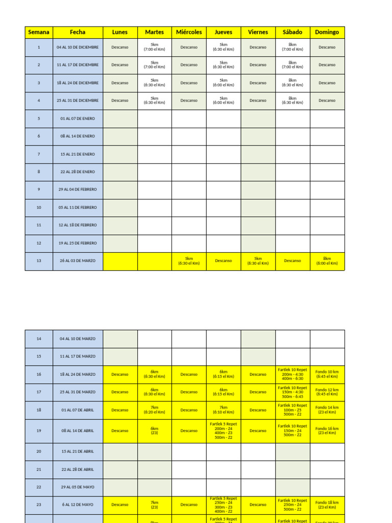 PLAN DE ENTRENAMIENTO PARA MEDIA MARATON (IRONMAN 70.3) | PDF | Huella dactilar