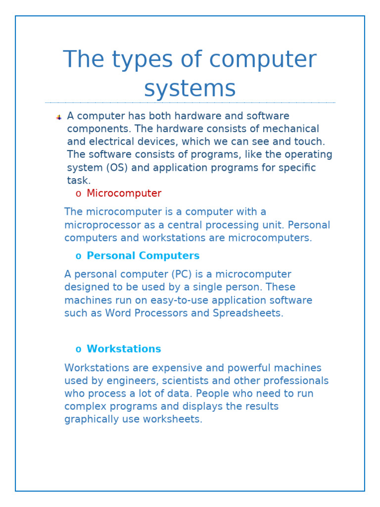 The Types of Computer Systems | PDF