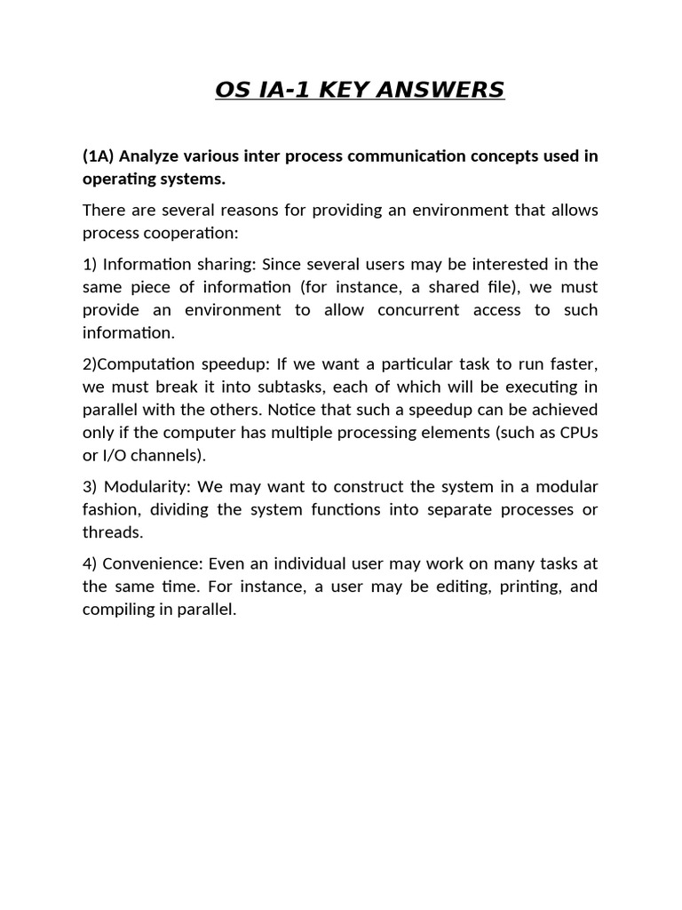 OS KEY_ANS | PDF | Process (Computing) | Operating System