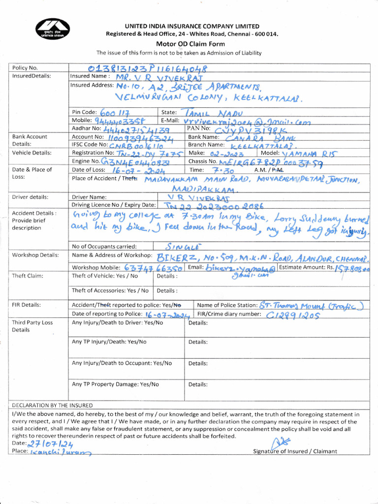 Claim Form | PDF | Vehicles