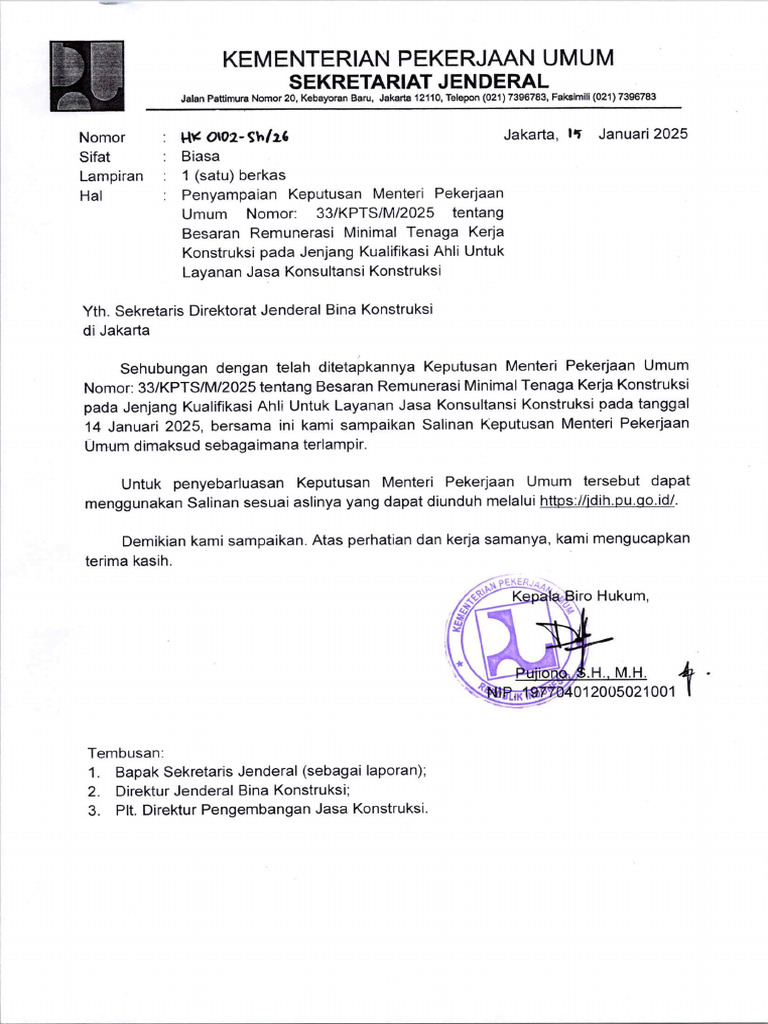 Remun 2025 Kepmen 33-2025 | PDF