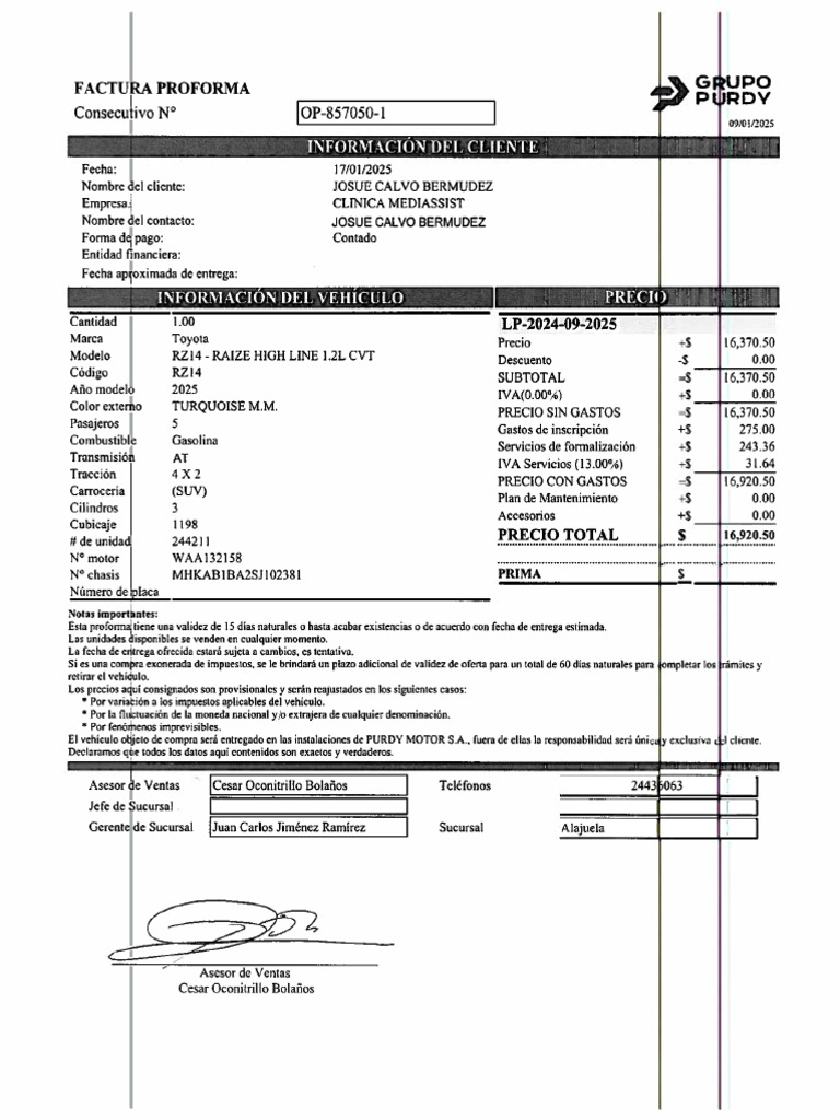 Proforma Raize 2025 | PDF