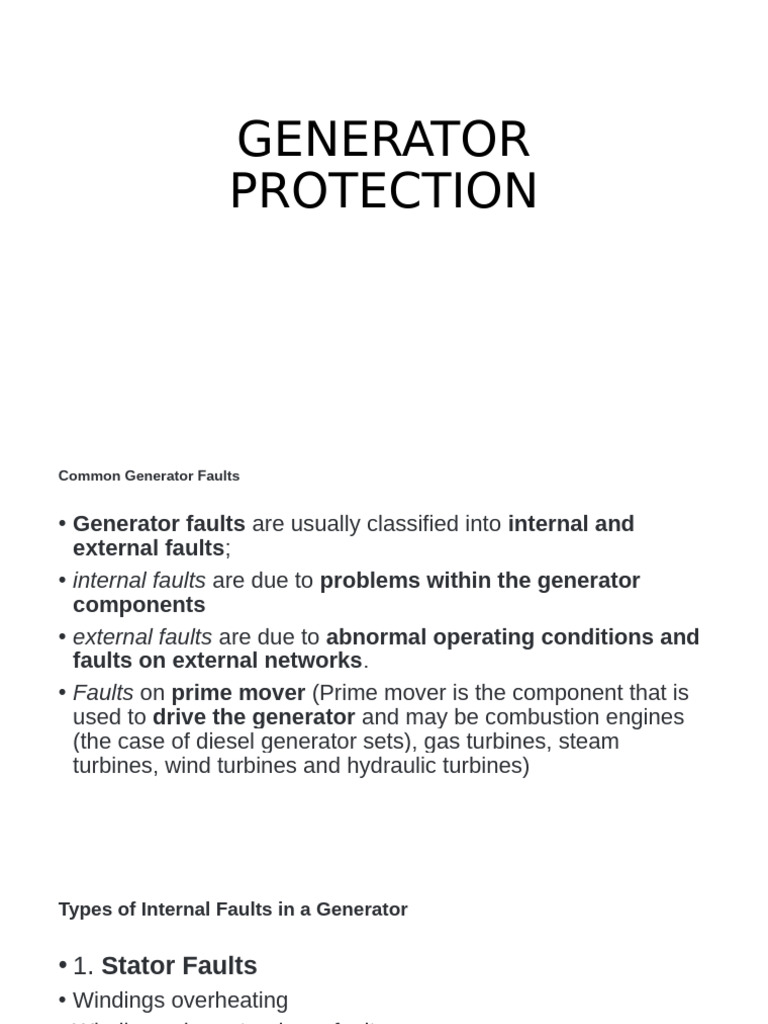 Generator Protection | PDF | Electric Generator | Relay