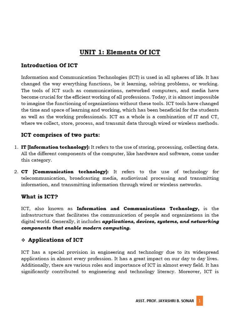 UNIT 1 | PDF | Educational Technology | Information And Communications Technology