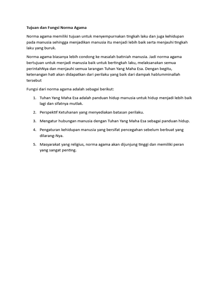 Tujuan Dan Fungsi Norma Agama | PDF