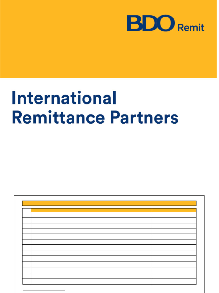 BDO Remit Remittance Partners Directory | PDF | Doha | Qatar
