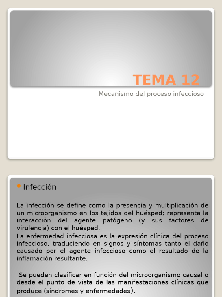 TEMA 12..MECANISMOS EVOLUCION DEL PROCESO INFECCIOSO 2023-1 | PDF ...