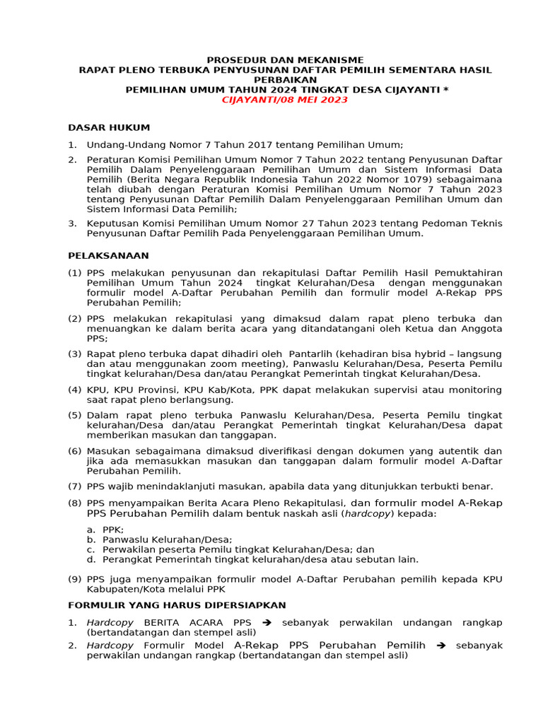 PROSEDUR_dan_MEKANISME_RAPAT_PLENO_DPHP_TK._PPS-PPK[1] | PDF