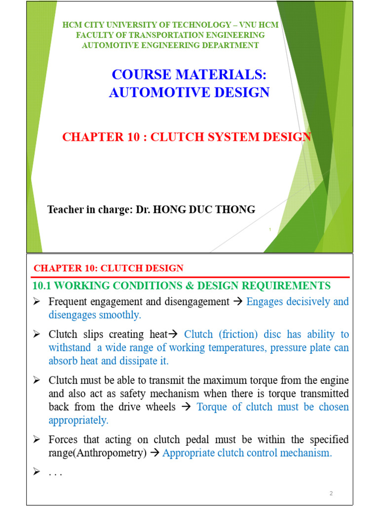CHAPTER 10-DESIGN OF CLUTCH SYSTEM-New | PDF | Clutch | Mechanical ...