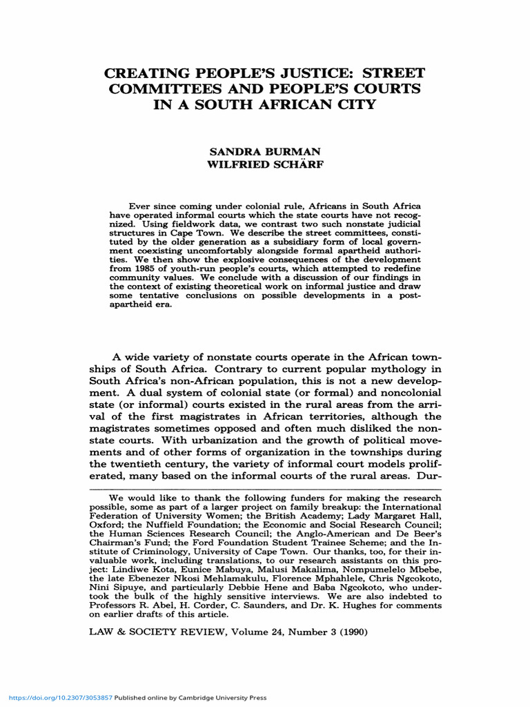 Creating Peoples Justice Street Committees and Peoples Courts in A ...