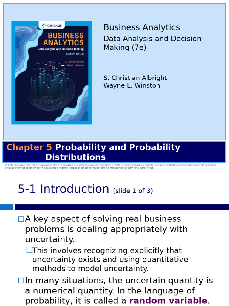 Albright DADM 7e_PPT_Ch05 (1) | PDF | Variance | Normal Distribution