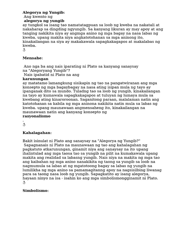 Alegorya Ng Yungib | PDF