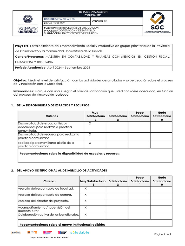 E) FICHAS EVALUACION ESTUDIANTE UNIDO TODOS ......... (4) - Signed (1) - Signed-Signed-Signed ...