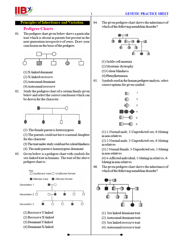 Genetic Practice Sheet | PDF | Dominance (Genetics) | Genotype
